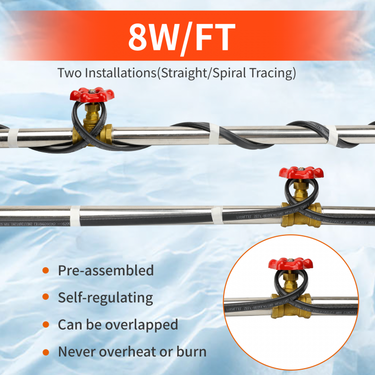 HEATIT 8JHSF Roof and Gutters Heating Cable with 10ft Lighted Plug ...