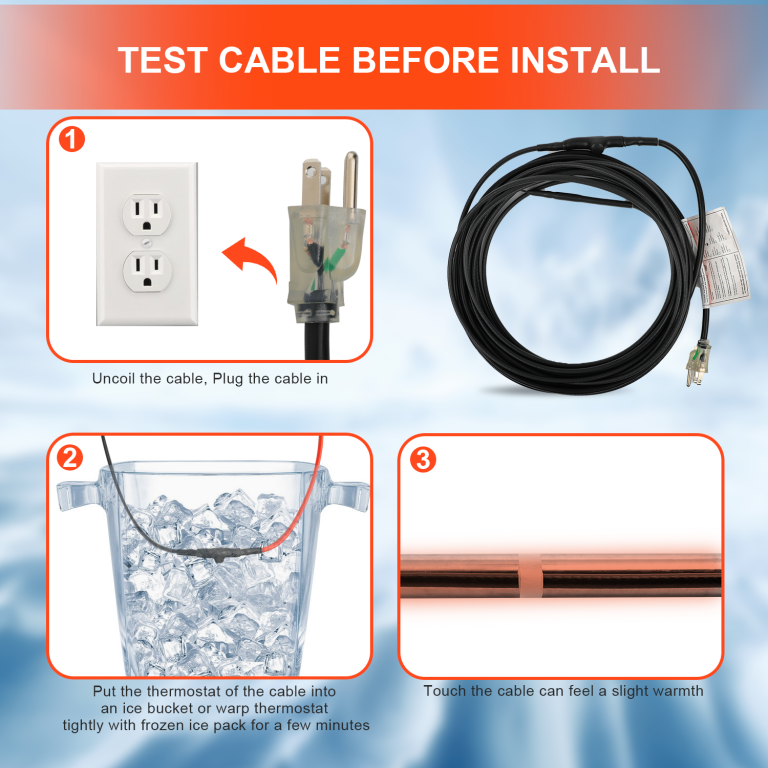 HEATIT 8JHSF Roof and Gutters Heating Cable with 10ft Lighted Plug ...