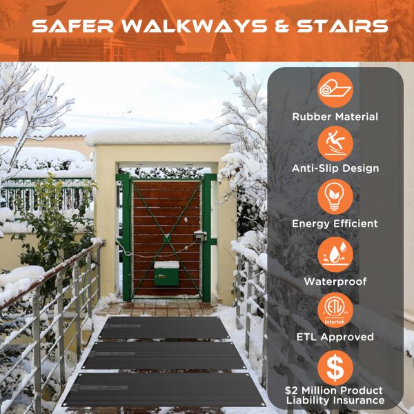 HEATIT Heated Snow Melting Mats, Heated Outdoor Rubber Mats for Stairs ...