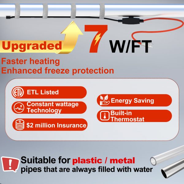HEATIT Pipe Heating Cable with Thermostat Electric Heating Cable ...