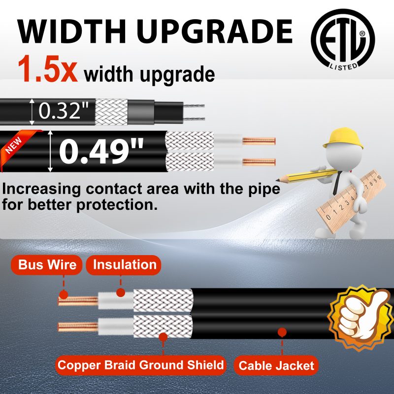 HEATIT Pipe Heating Cable with Thermostat Electric Heating Cable ...