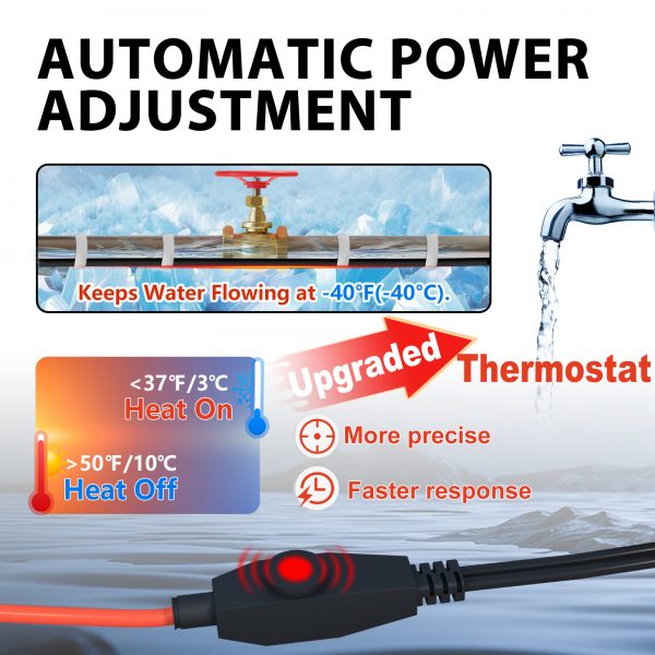 HEATIT Pipe Heating Cable with Thermostat Electric Heating Cable ...