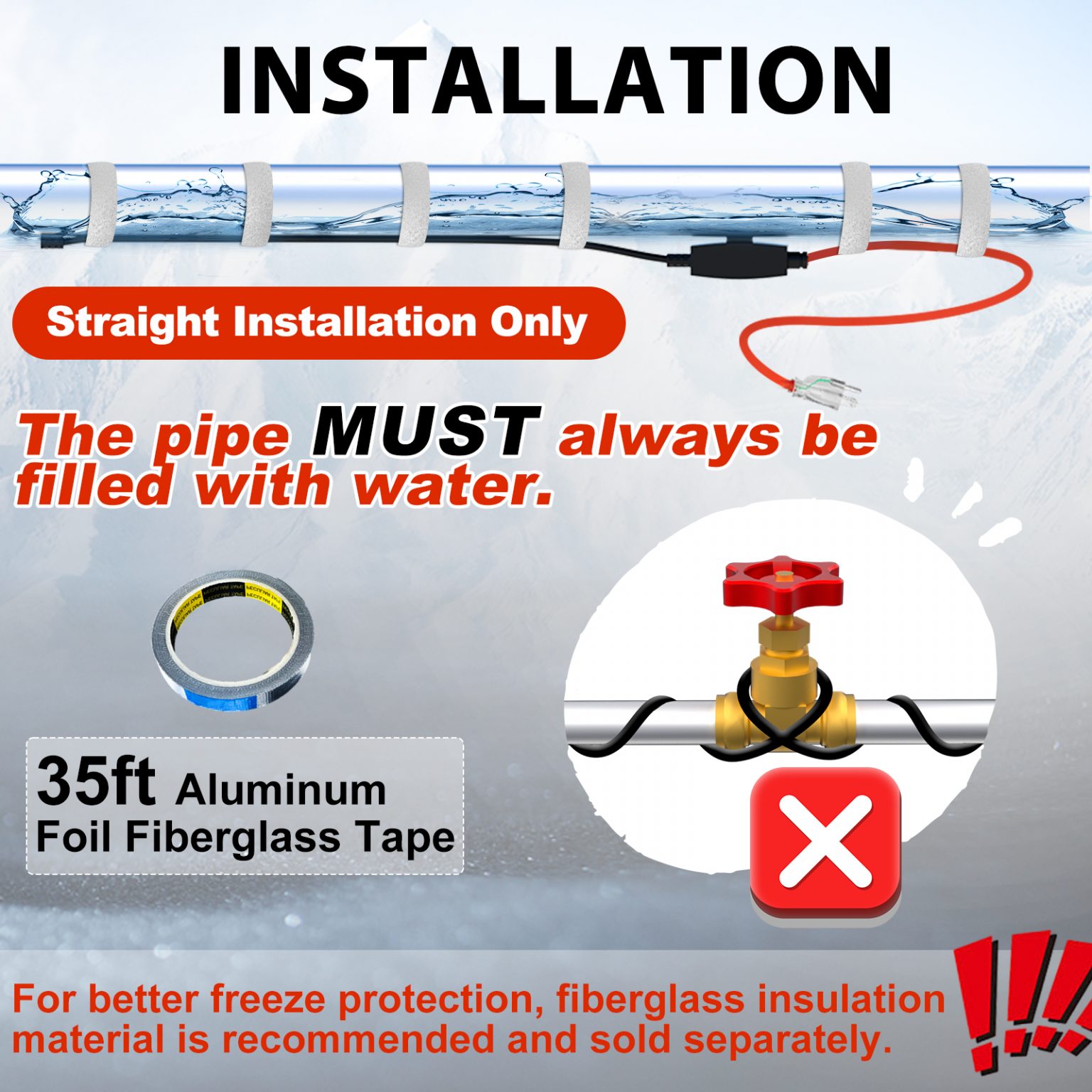 HEATIT Pipe Heating Cable with Thermostat Electric Heating Cable ...