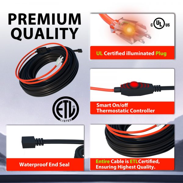 HEATIT Pipe Heating Cable with Thermostat Electric Heating Cable ...